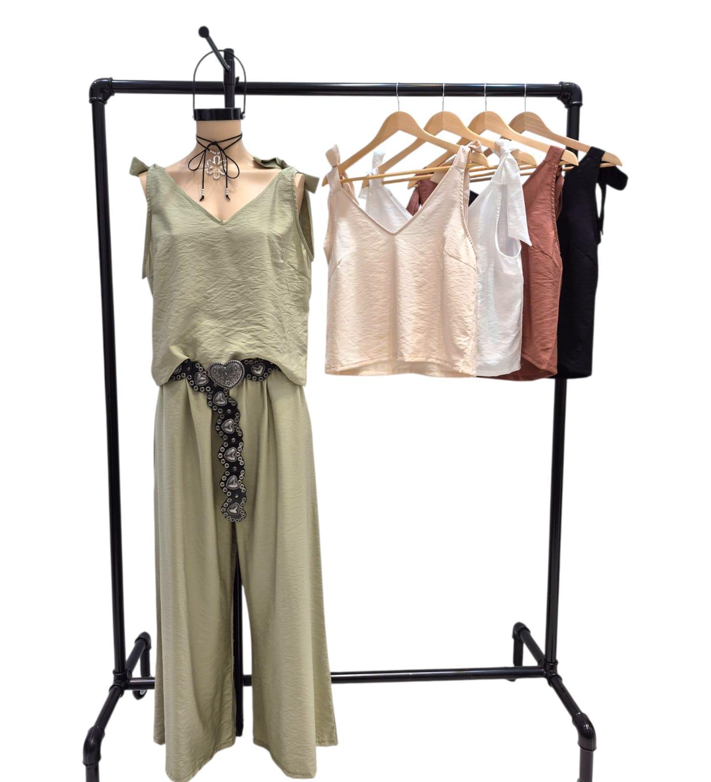 Musculosa c/lazo en hombros seda emilia lisa – LIBRA – Wear